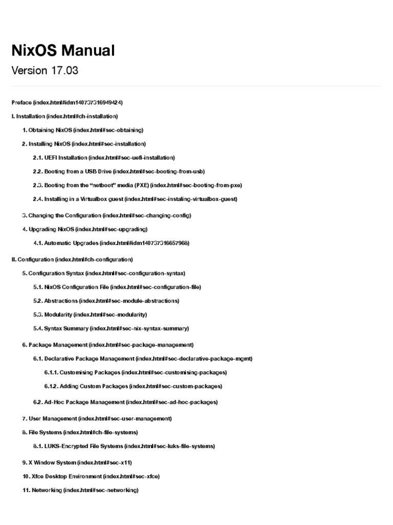 NixOS Manual 17.03 Guide | PDF | Booting | File System