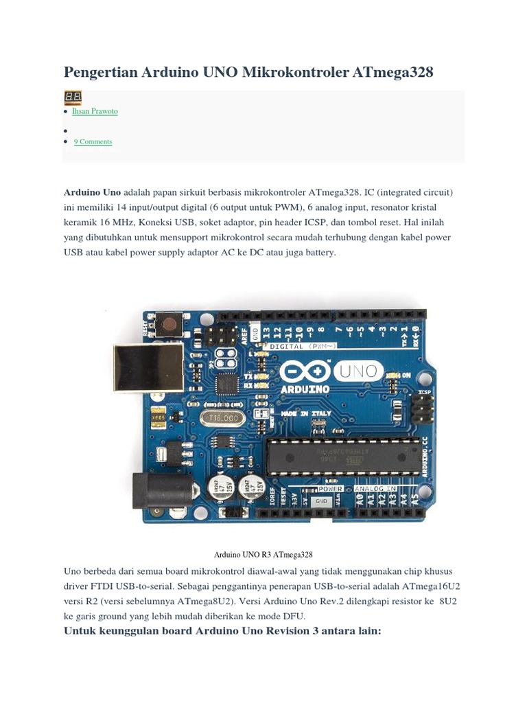 Arduino Uno R3: Fitur dan Spesifikasi | PDF