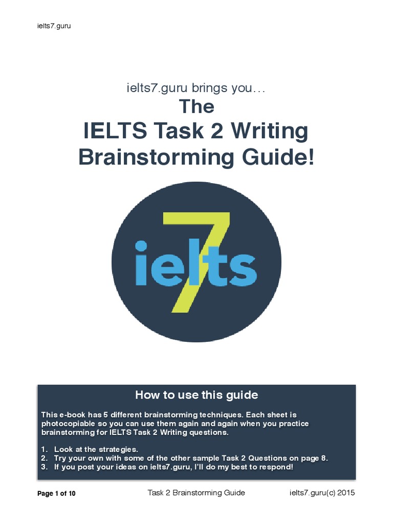 Task 2 Brainstorming Guide | PDF | Brainstorming | Essays