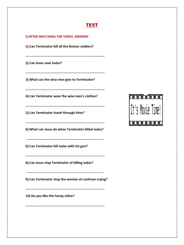 Test (Terminator - Worksheet) | PDF | Publicly Executed People ...