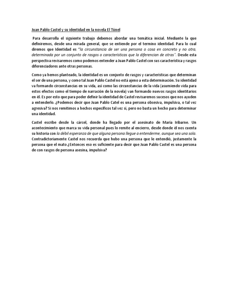 Juan Pablo Castel Identidad | PDF