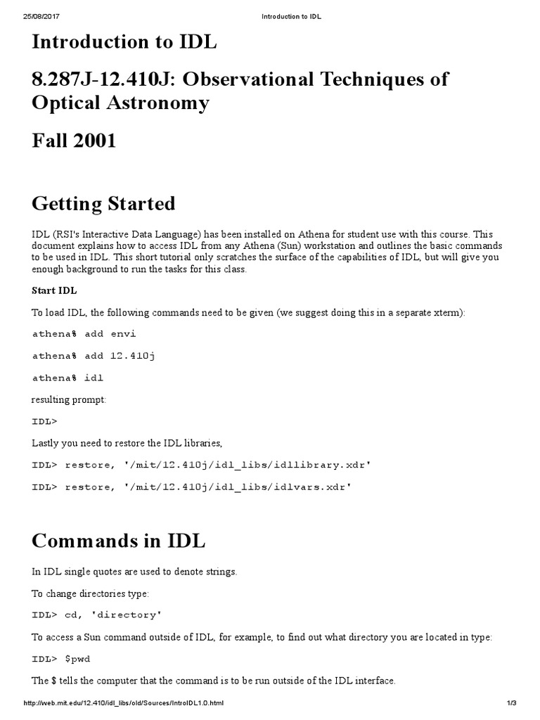 Introduction To IDL PDF | Download Free PDF | Parameter (Computer ...