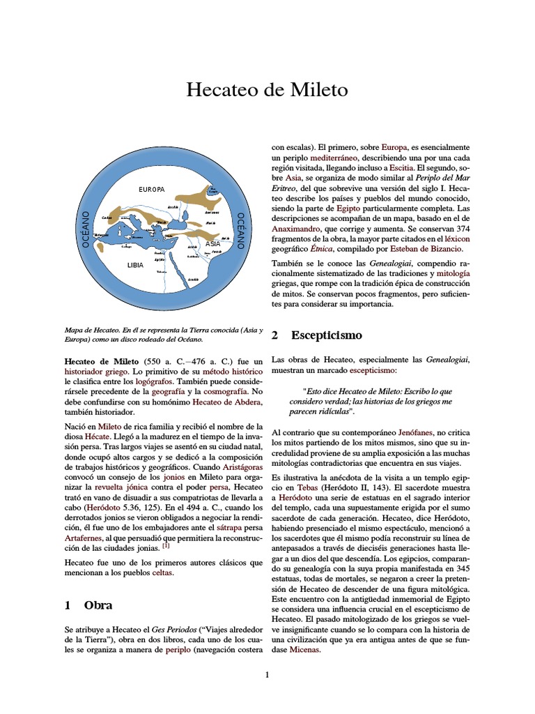 Hecateo de Mileto | PDF | Antigua Grecia | Antiguedad clasica