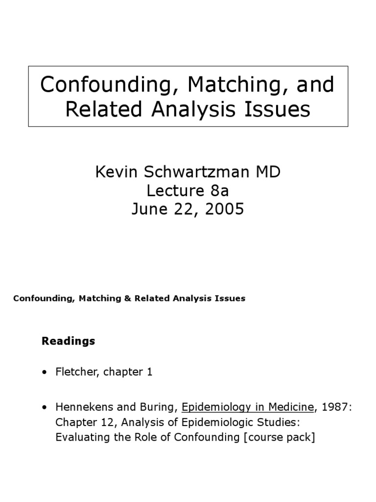 Matching & Confounding Analysis | PDF | Confounding | Odds Ratio