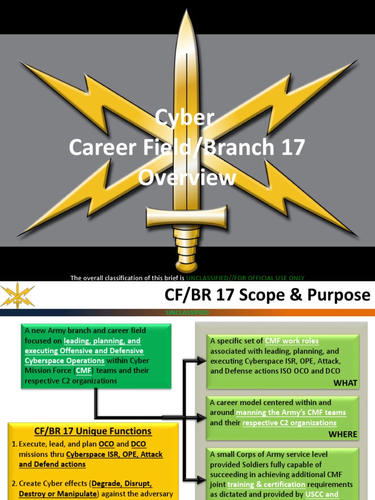 Cyber Branch 17A Overview Brief | PDF | Cyberspace | Military Science