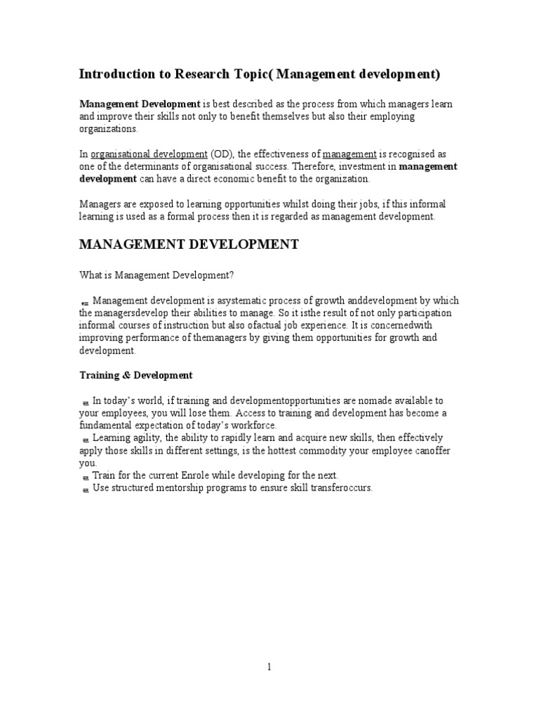 Introduction To Research Topic (Management Development) | PDF | Banks ...