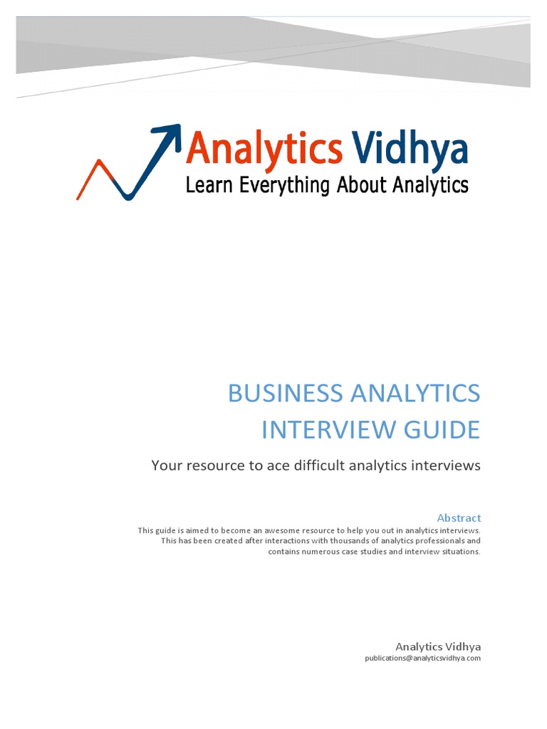 Interview Guide By Analytics Vidhya Intelligence Analysis Analytics