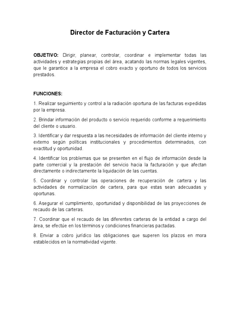 Funciones Area Cartera | PDF