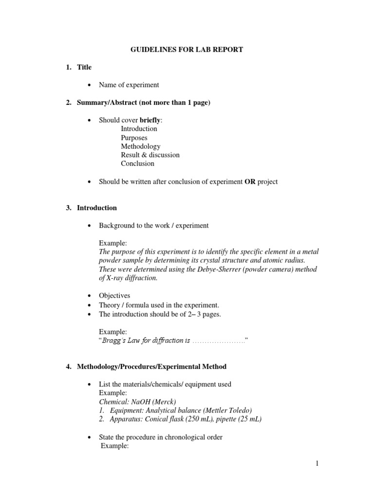 Guidelines For Lab Report 2017 | PDF | X Ray Crystallography | Experiment