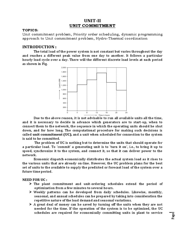 Optimal Scheduling of Thermal Power Plants: Solving the Unit Commitment Problem through Dynamic ...