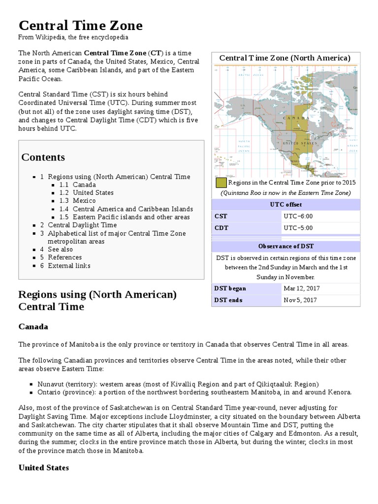 Central Time Zone | PDF | Administrative Territorial Entities | Spacetime