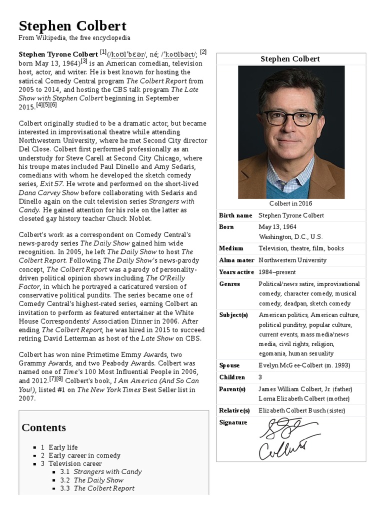 Stephen Colbert | PDF | Stephen Colbert | The Daily Show