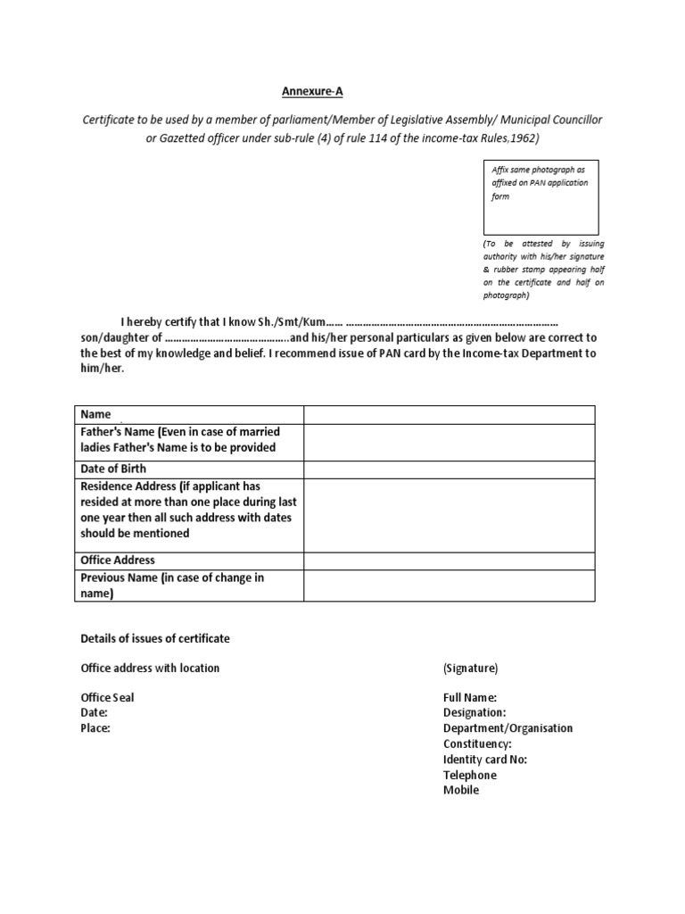 Annexure A Gazetted Officer Word Format | PDF