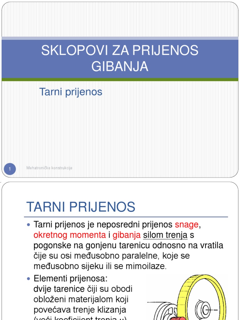 MK - p10 - Sklopovi Za Prijenos Gibanja Tarni Prijenos - WEB - Radna ...