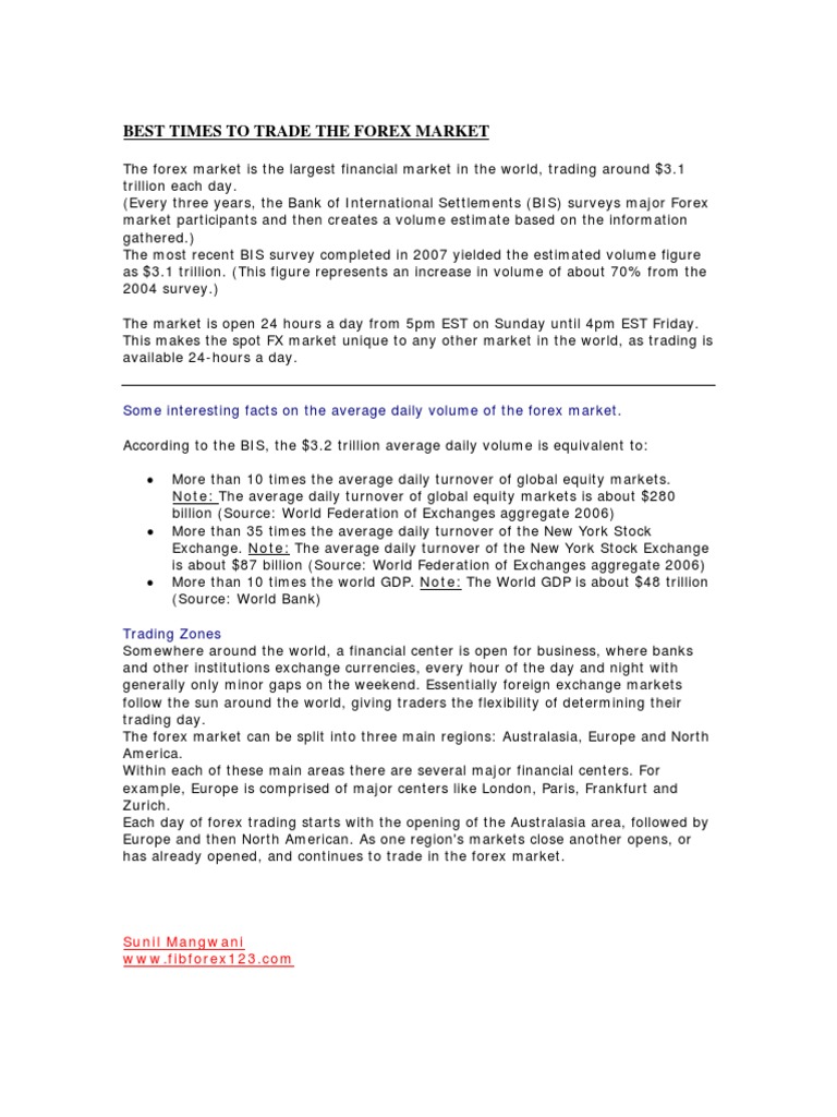 Best Times To Trade The Forex Market PDF | PDF