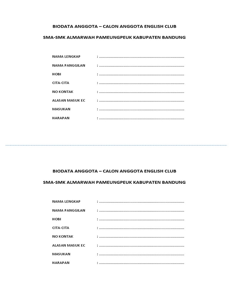Biodata Anggota | PDF
