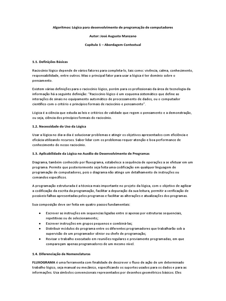 Algoritmos Lógica para Desenvolvimento de Programação de Computadores ...