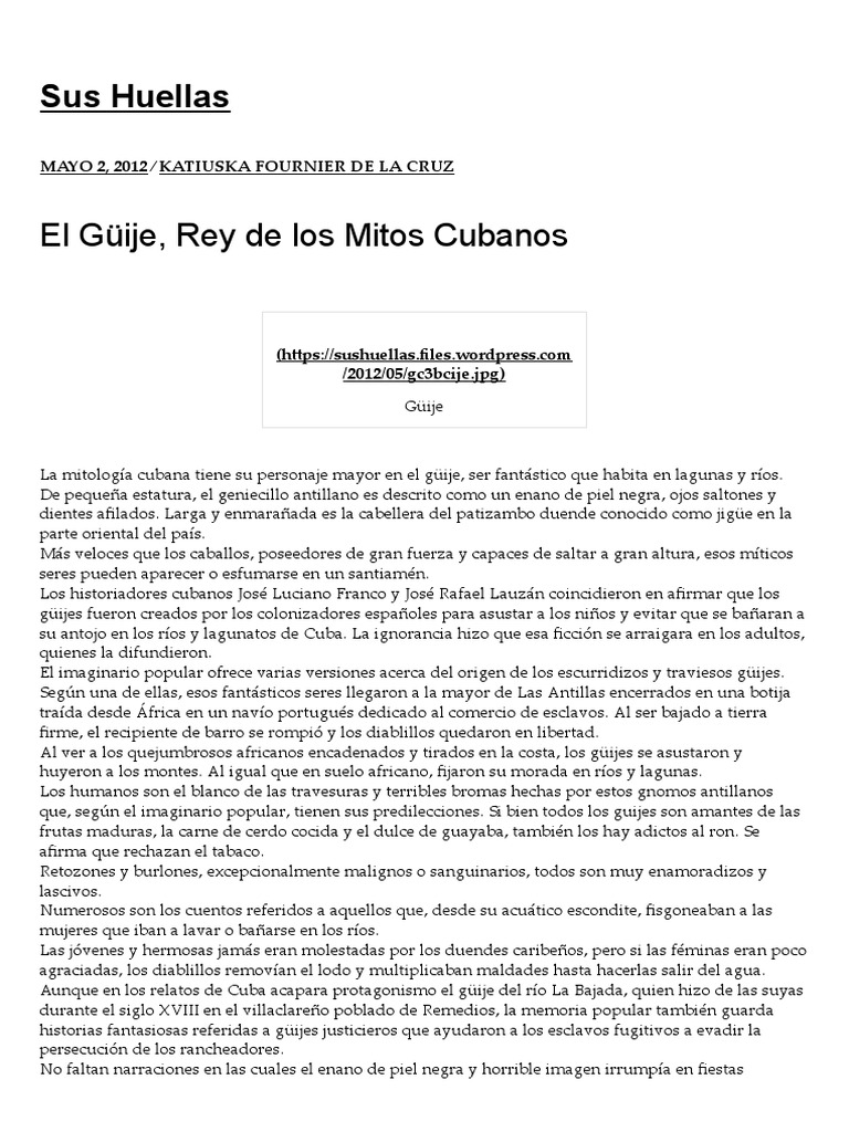 El Güije, Rey de Los Mitos Cubanos - Sus Huellas PDF | PDF | Cuba