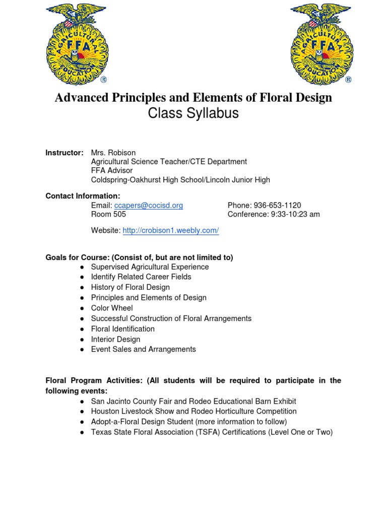 Floral Design Course Overview | PDF | Homework | Schools