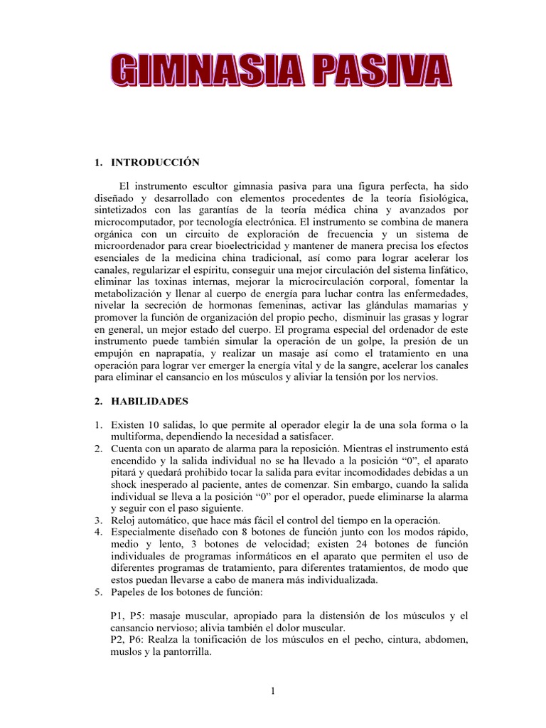 Gimnasia Pasiva Pdf Ejercicio Físico Músculo