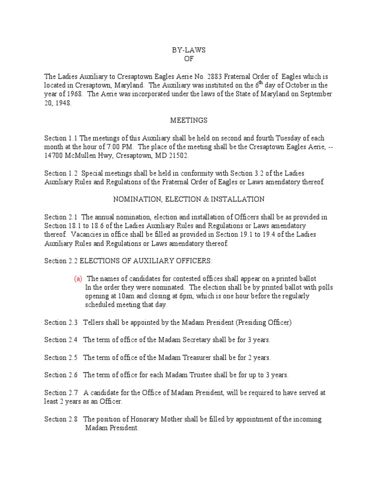 Fraternal Order Of Eagles Auxiliary