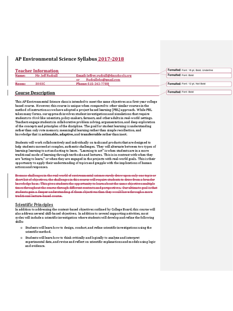 Ap Audit Syllabus Final | PDF | Sustainability | Ecology