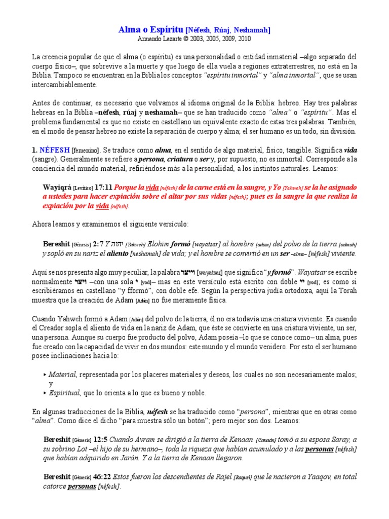 Nefesh Ruaj Neshamah Espiritu Hebreo PDF | PDF