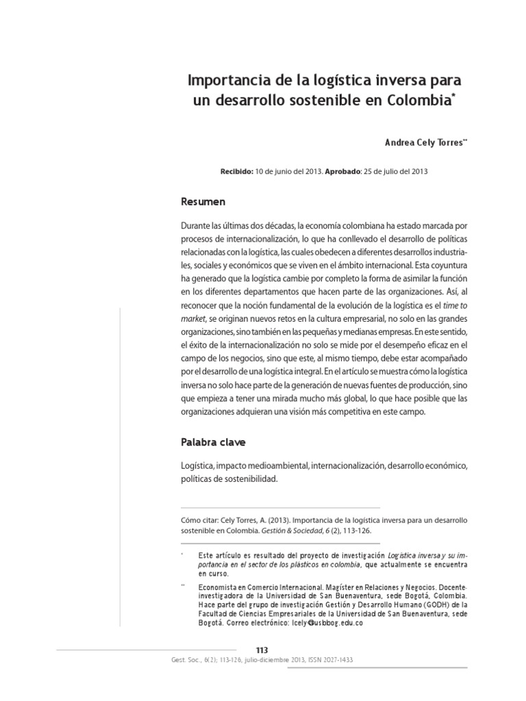 Importancia de La Logística Inversa para Colombia | PDF