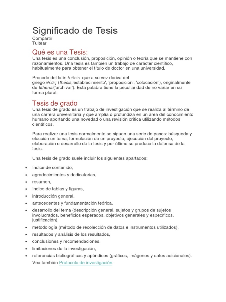 Significado de Tesis | PDF | Teoría | Internet