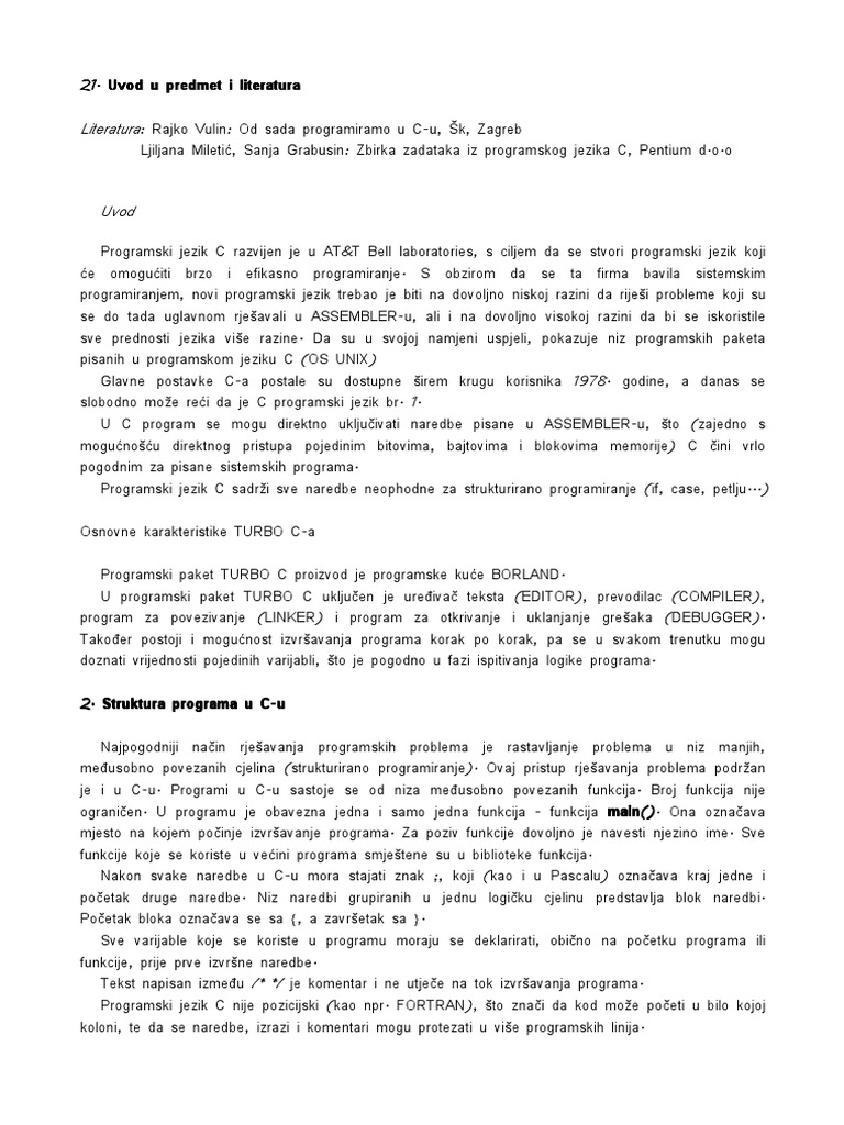 Programiranje I-Skripta Iz C-A | PDF