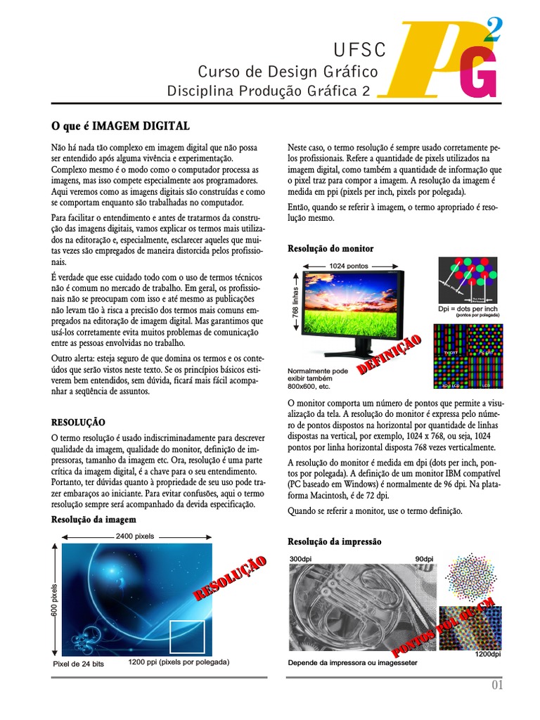 Resolução e Tipos de Imagens Digitais | PDF | Pixel | Resolução de imagem
