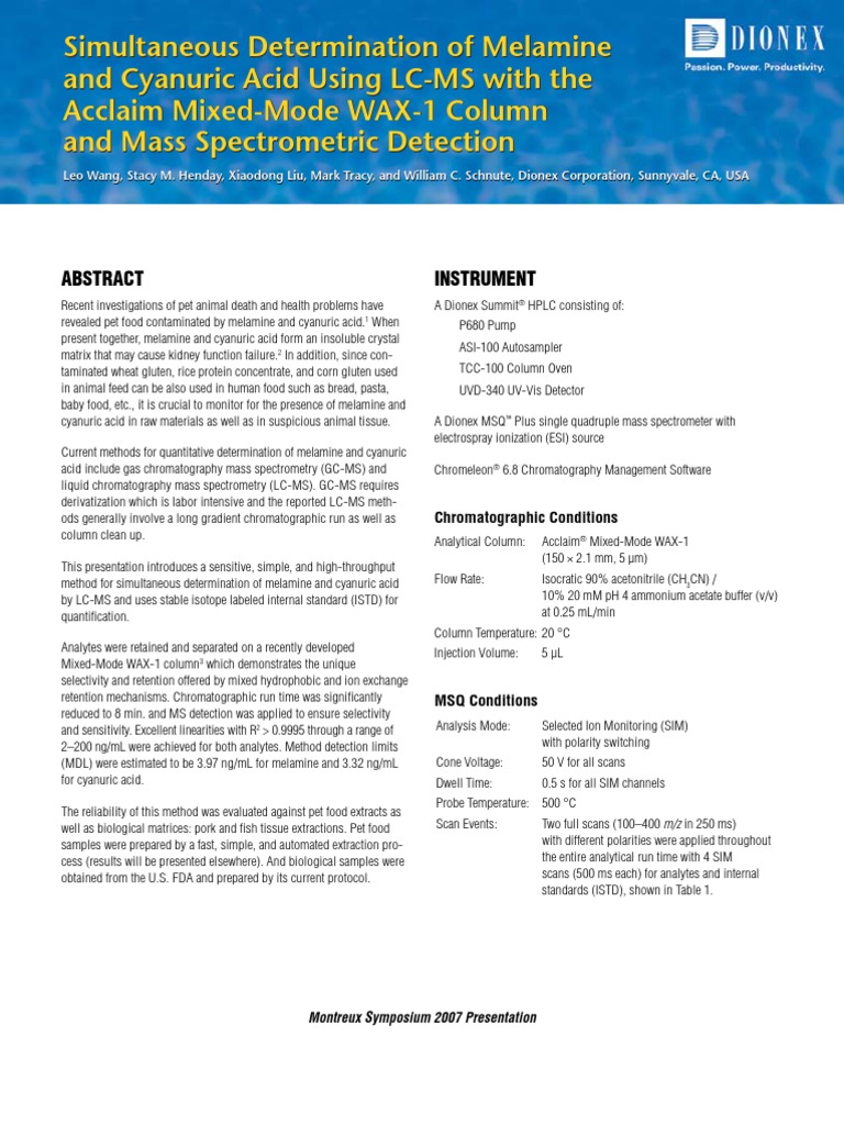 Melamine Test (HPLC GC) | PDF | Liquid Chromatography–Mass Spectrometry ...
