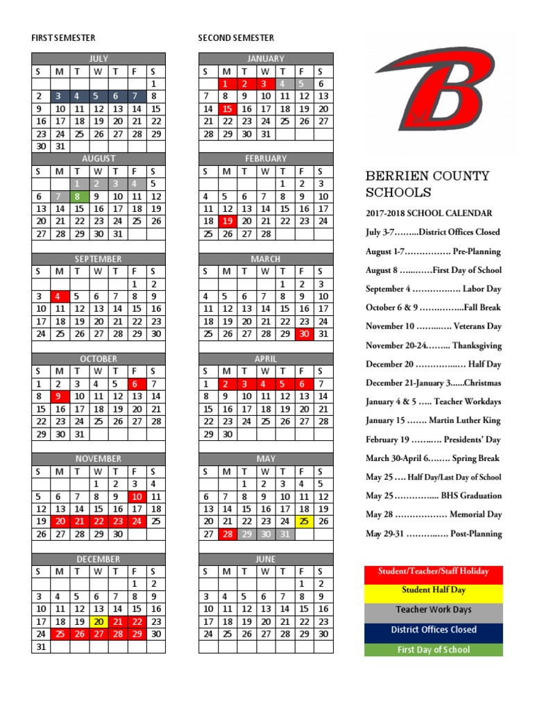 2017-2018 School Calendar-Final | PDF