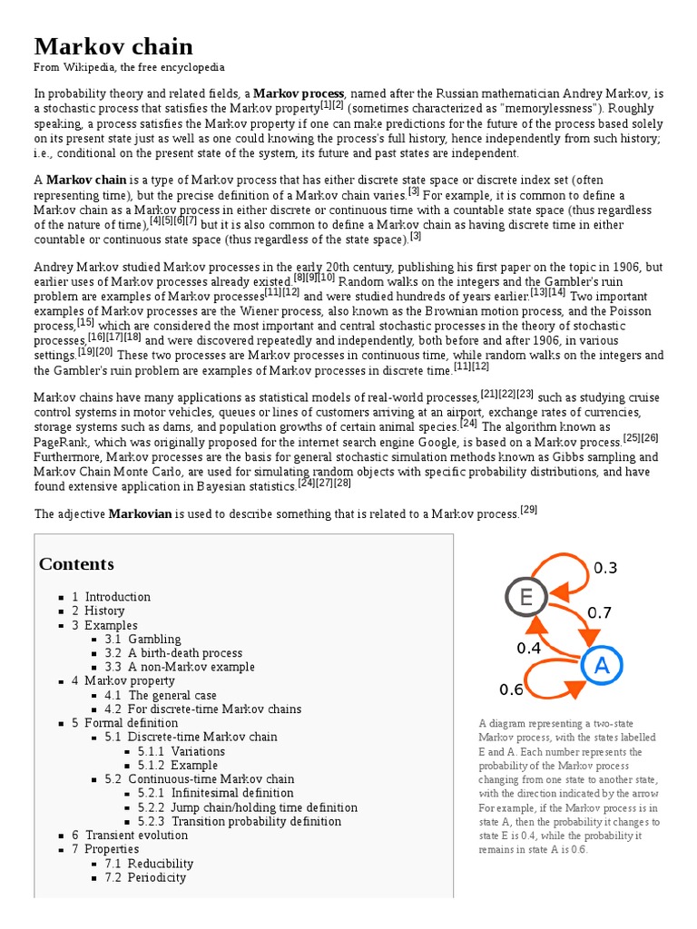 Markov Chain | PDF | Markov Chain | Stochastic Process