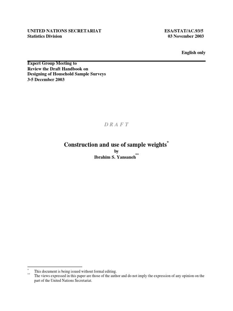 Construction and Use of Sample Weights PDF | PDF | Sampling (Statistics) | Survey Methodology