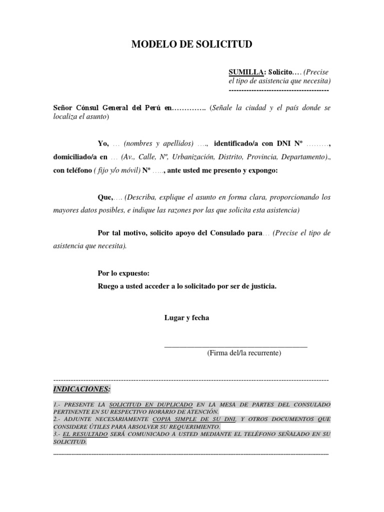 Modelo de Solicitud | PDF