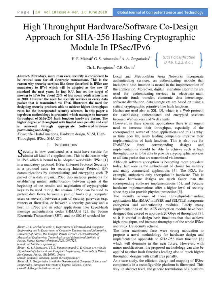 High Throughput Hardware/Software Co-Design Approach For Sha-256 Hashing Cryptographic Module in ...