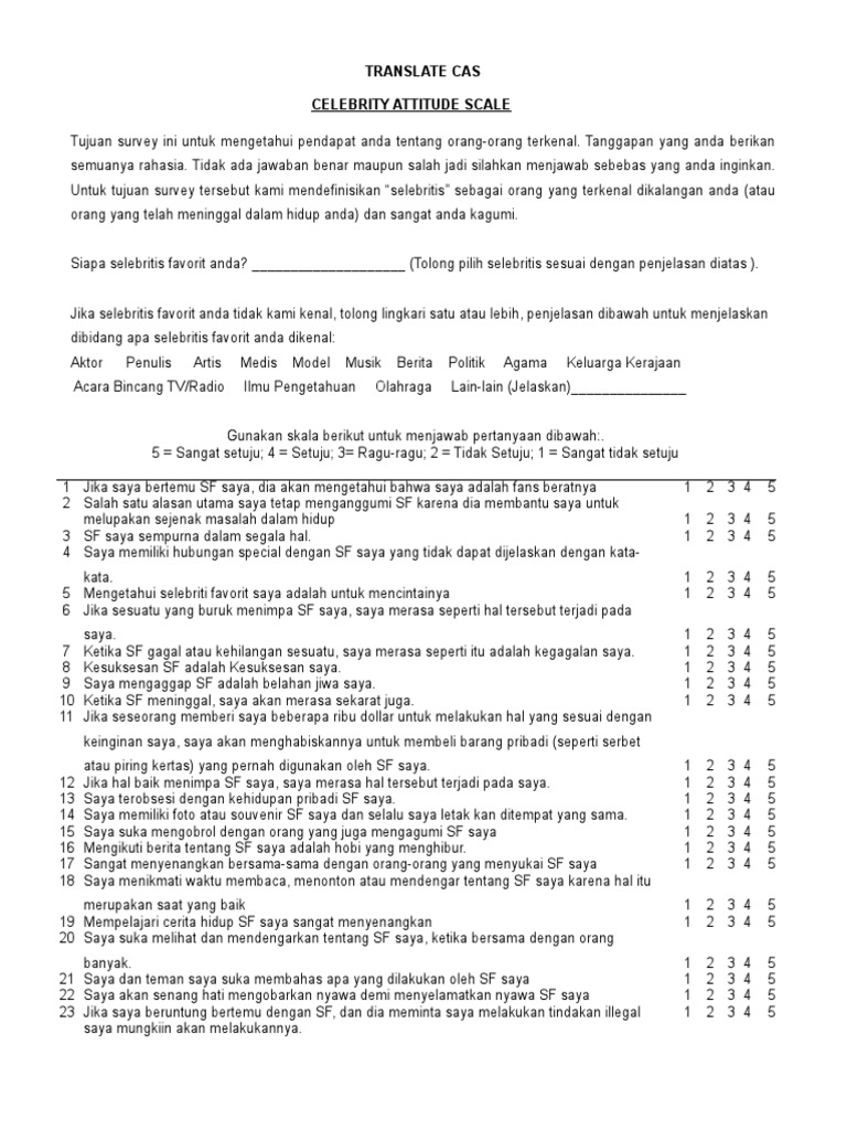 Celebrity Attitude Scale-1 | PDF
