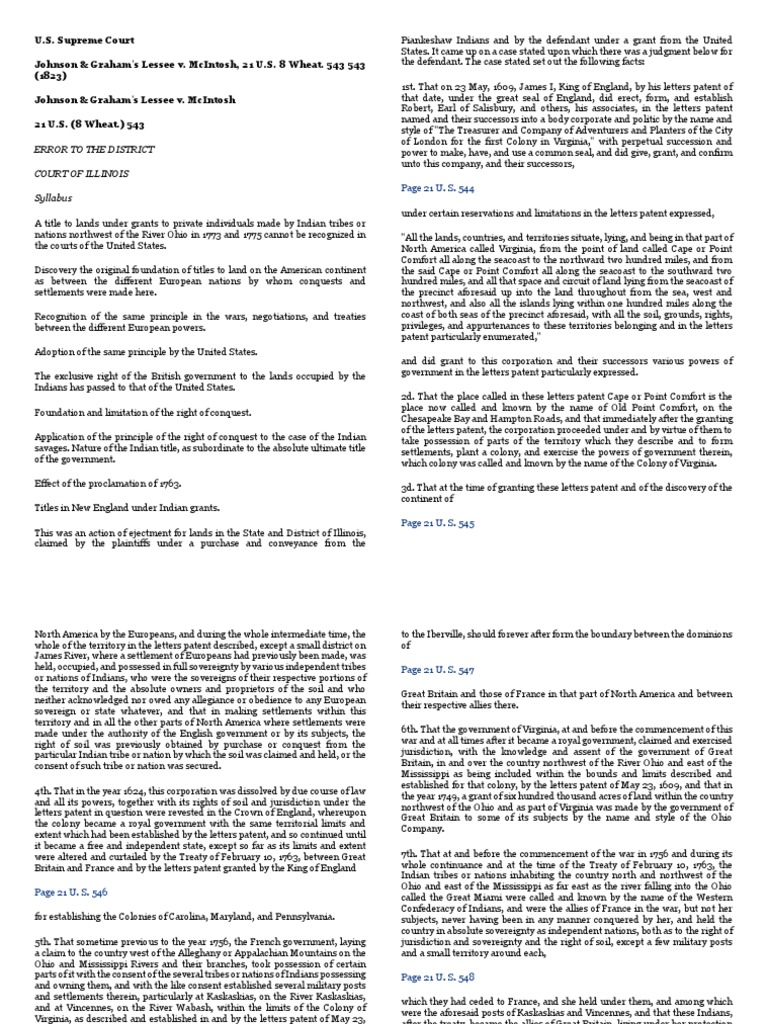 Johnson v. McIntosh | PDF | Native Americans In The United States ...