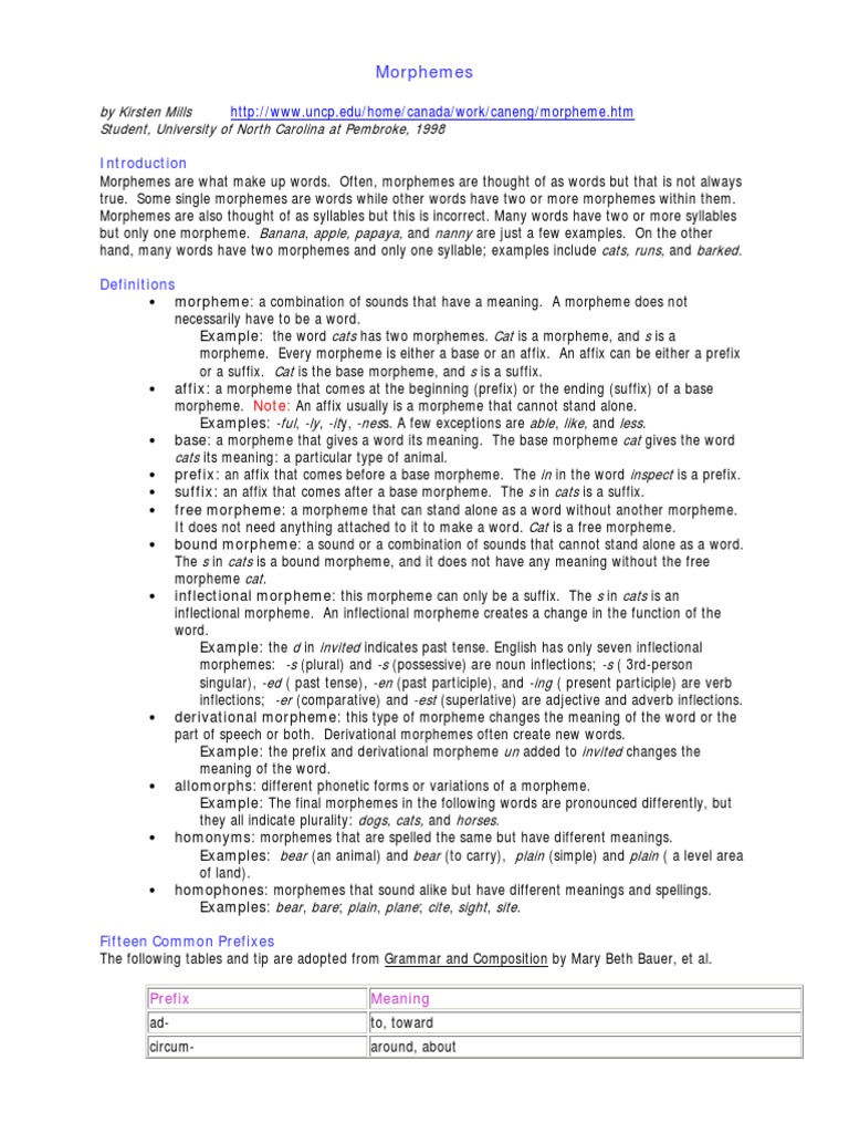 Morphemes PDF | PDF | Word | Rules