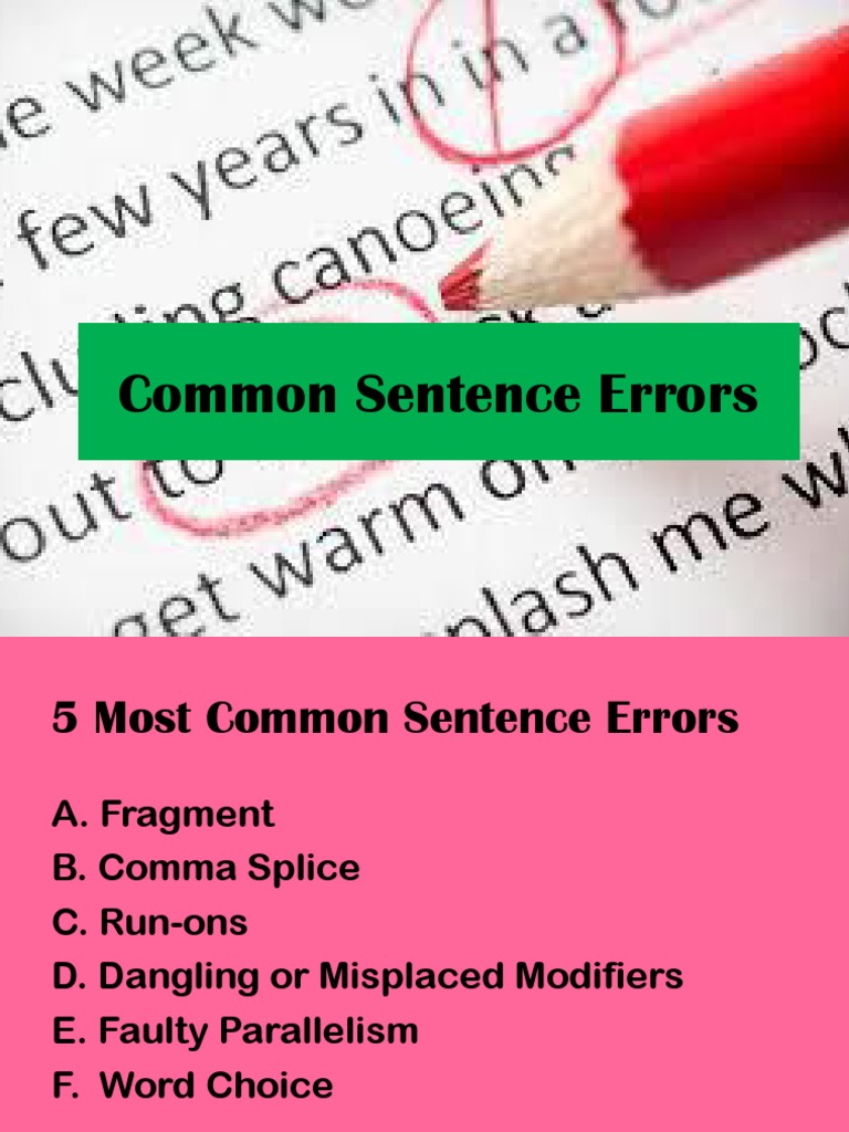 Common Sentence Errors | PDF | Language Mechanics | Linguistic Morphology