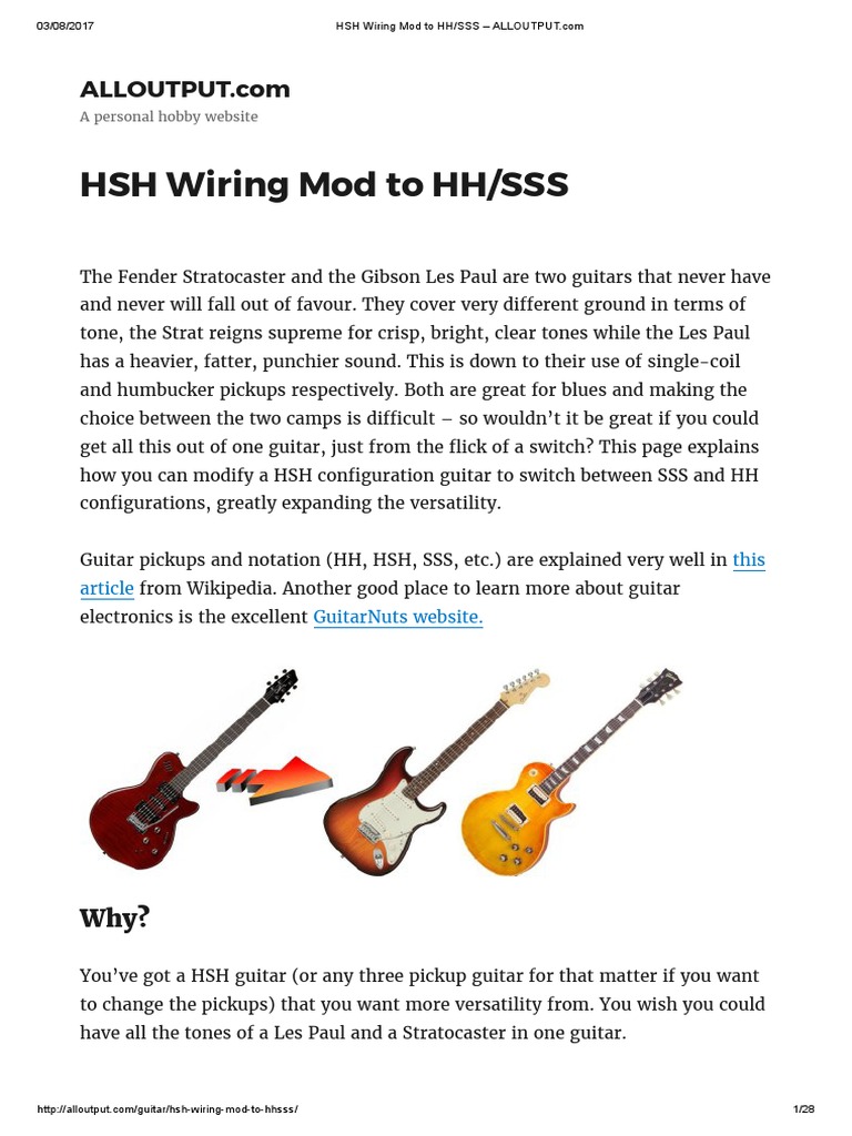 HSH Wiring Mod To HH - Sss - Alloutput | PDF | Guitars | Guitar Family ...