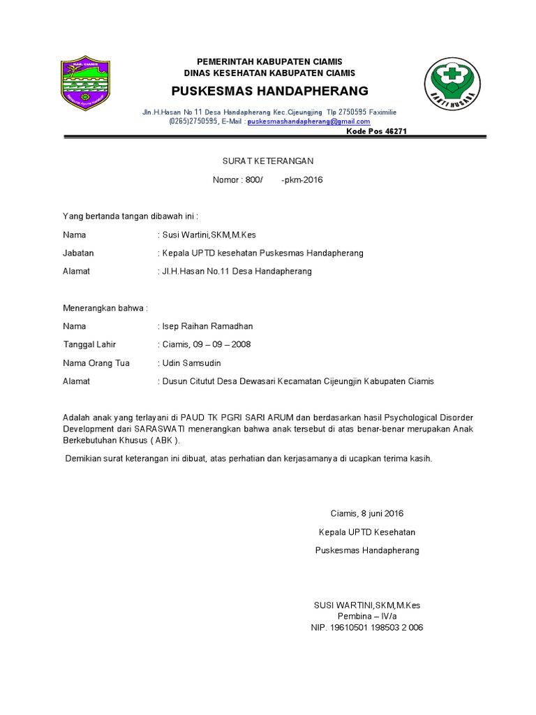 Surat Keterangan Kesehatan | PDF