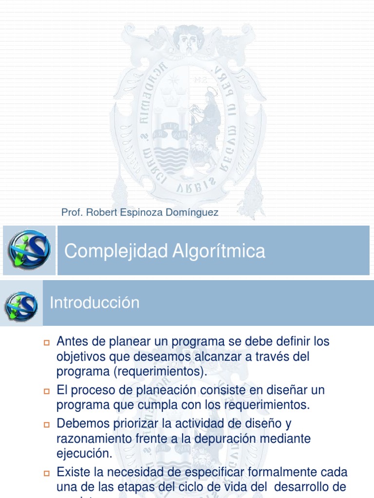 Sesión 01 - Complejidad Algorítmica | PDF | Teoría de la complejidad ...