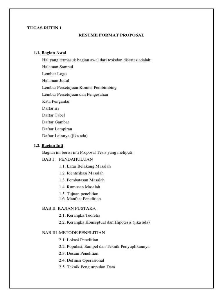 FORMAT Proposal Dan Tesis | PDF