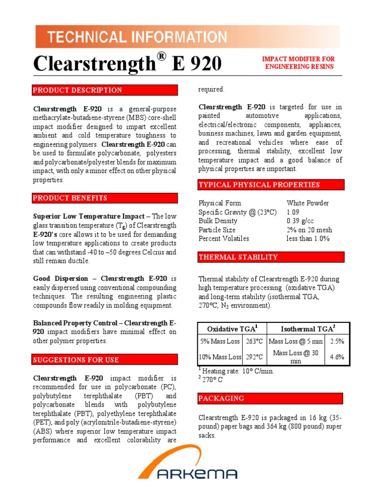 Arkema Mbs Impact Modifiers PDF | PDF | Polyvinyl Chloride | Plastic