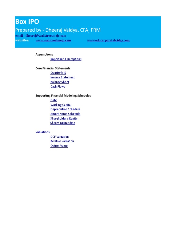 Box IPO Financial Model | Download Free PDF | Free Cash Flow ...