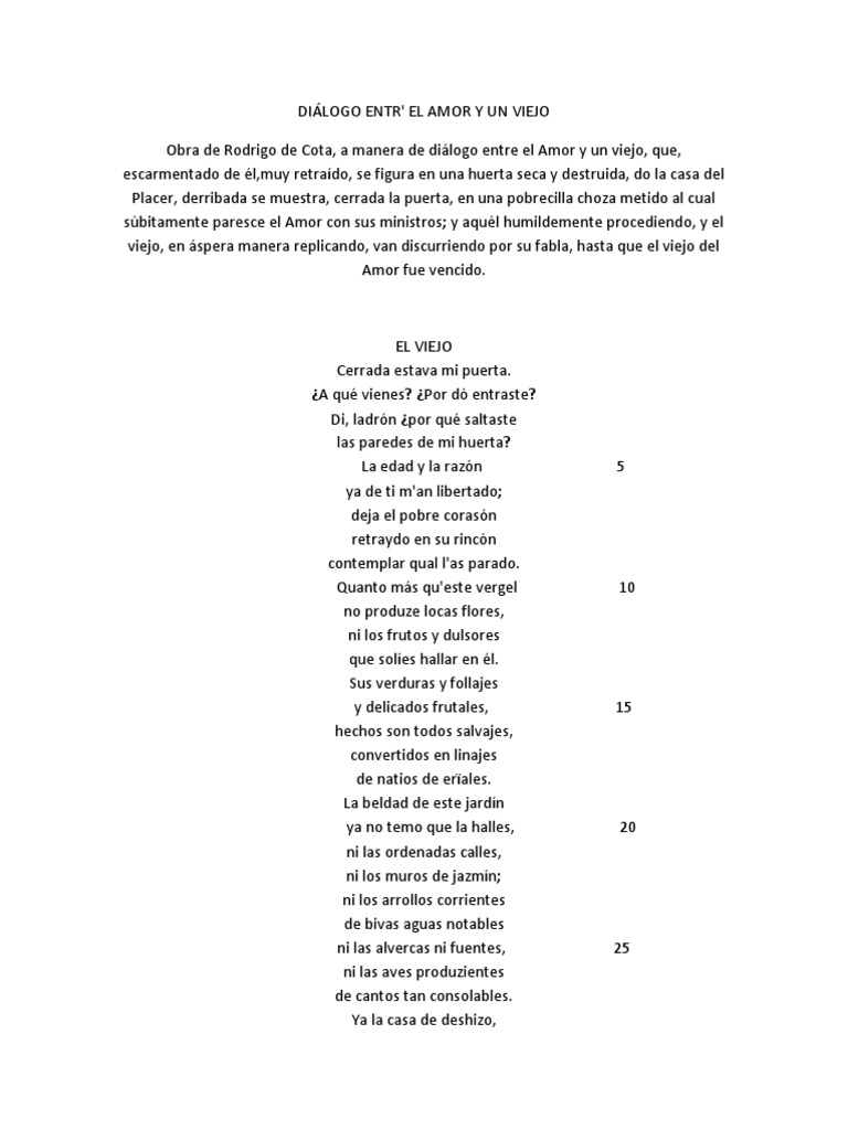 Diálogo Entre El Amor y Un Viejo | PDF | Amor | Creencia religiosa y ...