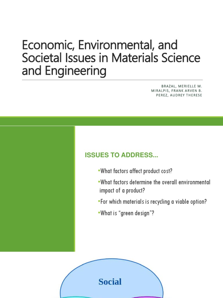 Economic, Environmental, and Societal Considerations in Materials ...