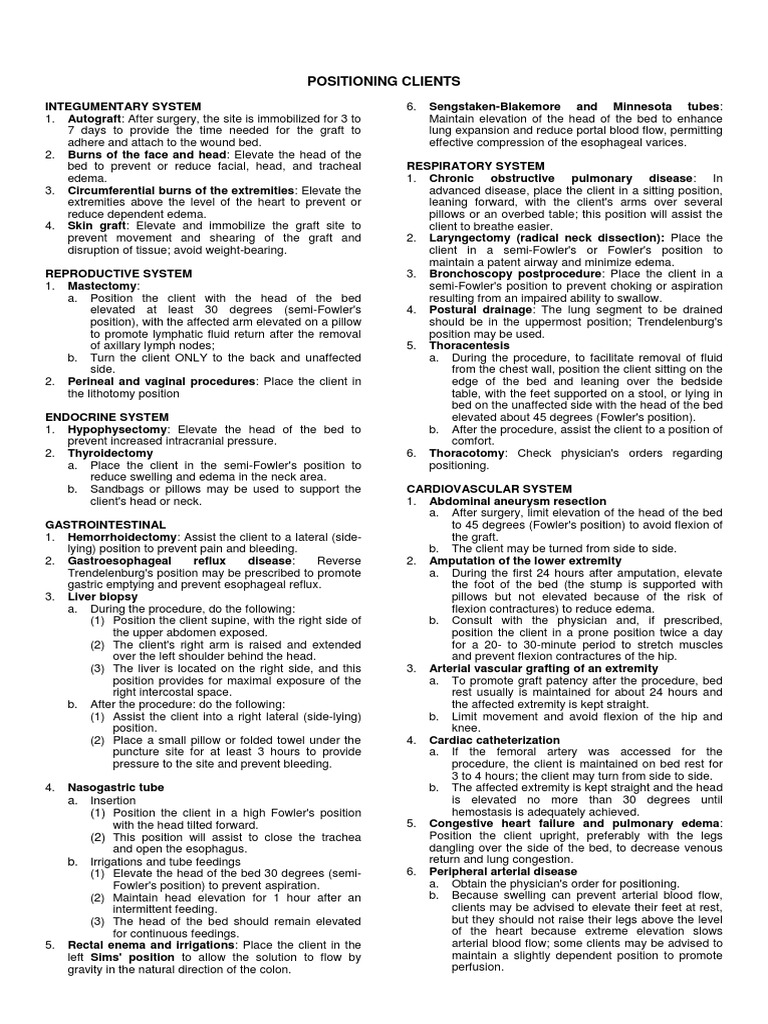 Positioning Clients | PDF | Anatomical Terms Of Motion | Lung